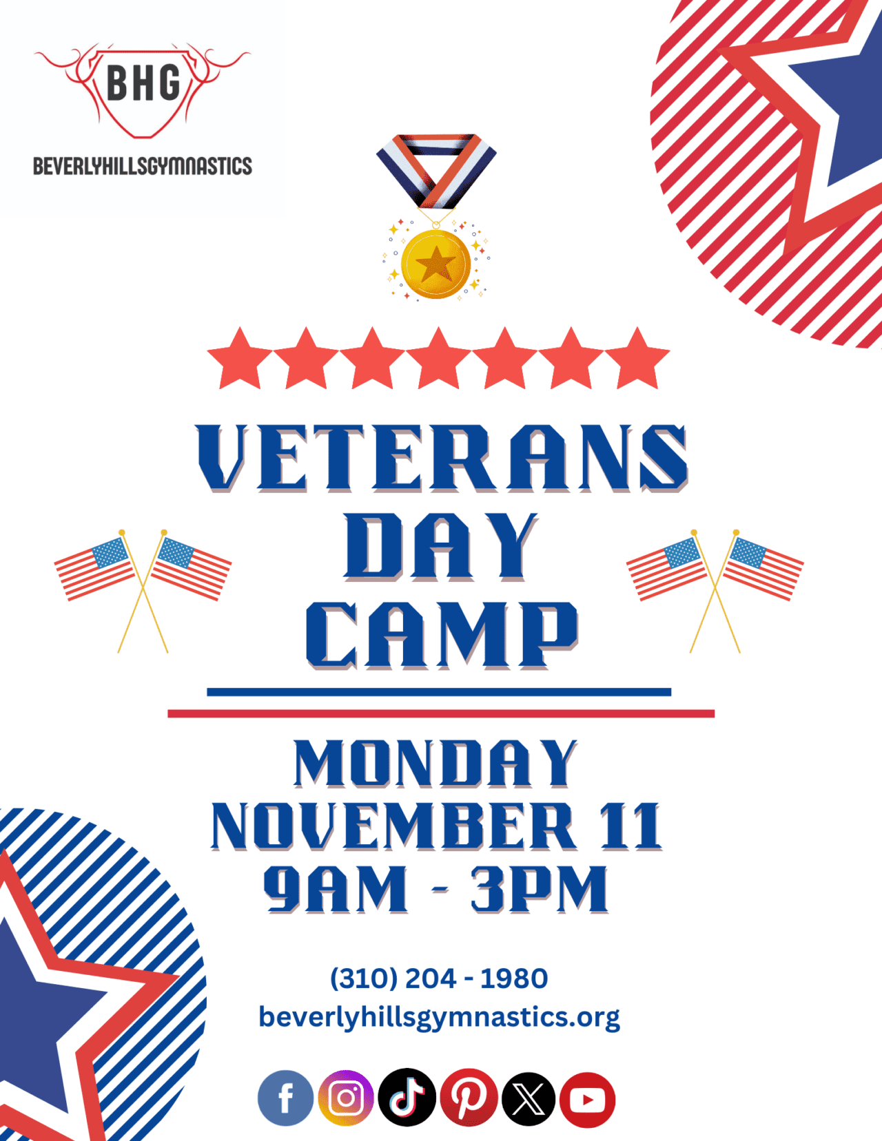 Veterans Day Camp 2024 - Beverly Hills Gymnastics Center